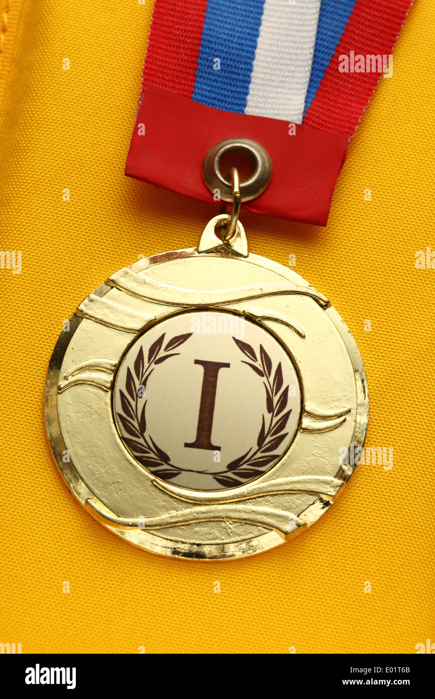 Metal medal with tricolor ribbon Stock Photo - Alamy