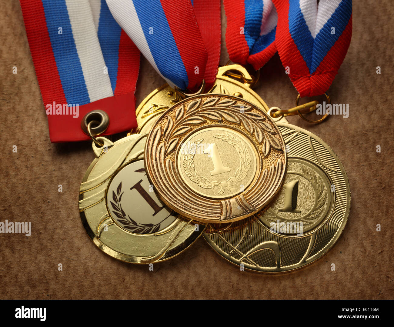 Metal medals with tricolor ribbon Stock Photo - Alamy
