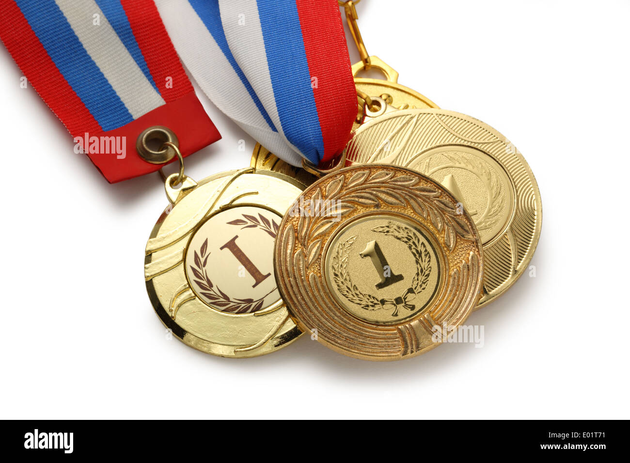 Metal medals with tricolor ribbon Stock Photo - Alamy