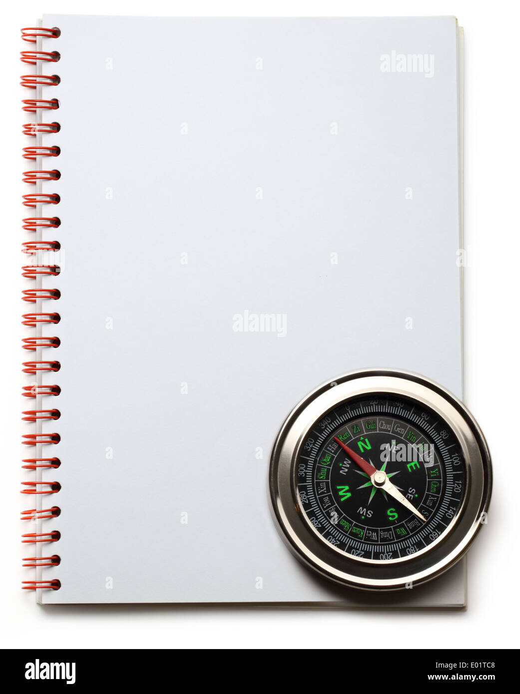 Black compass and blank open notebook Stock Photo - Alamy