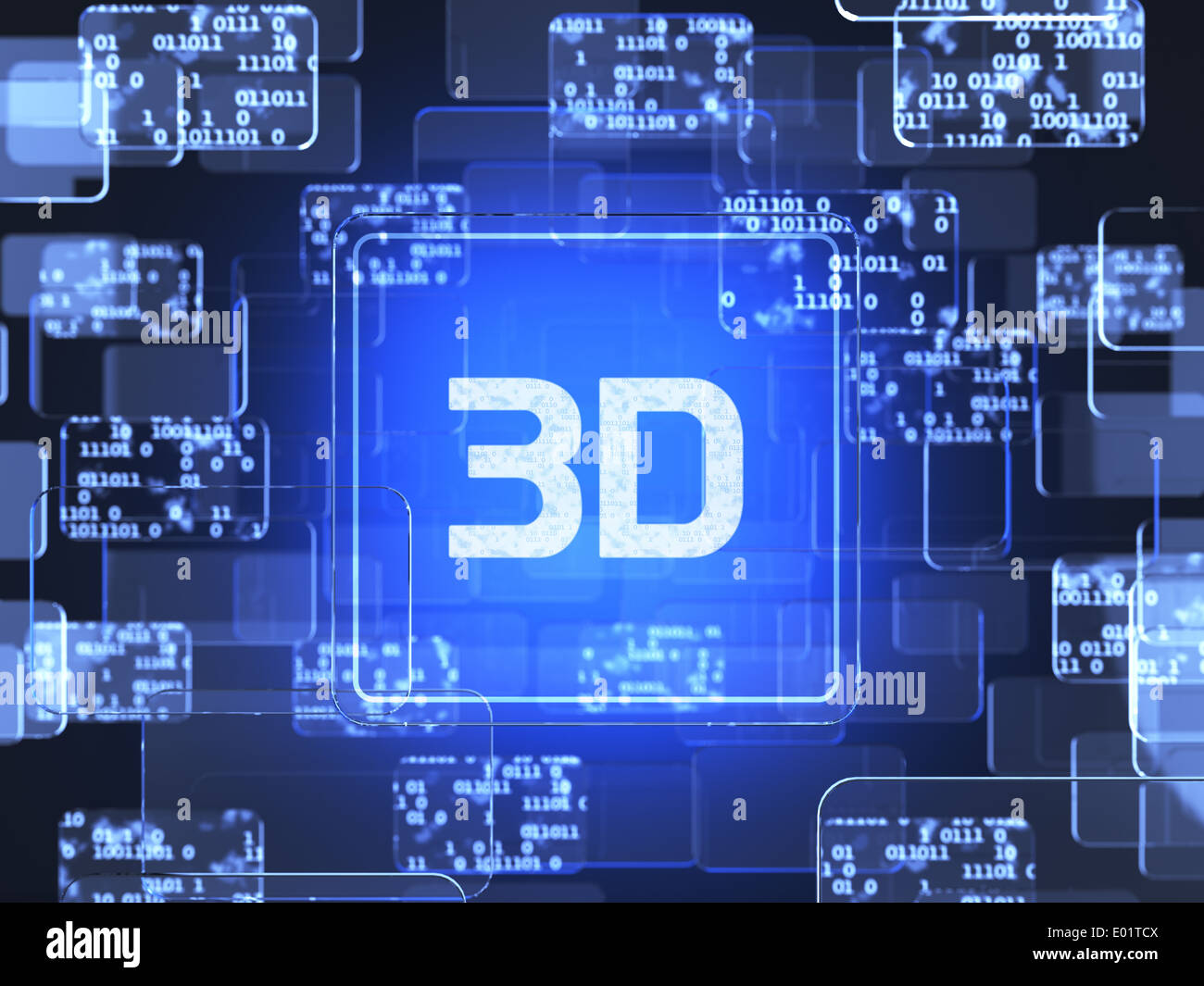 Future technology smart glass blue touchscreen interface. 3d screen ...