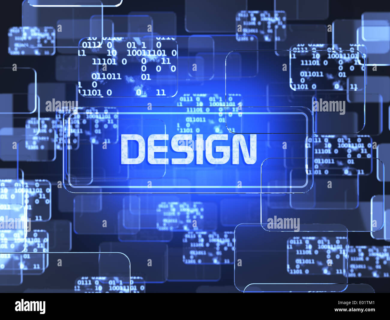 Future technology smart glass blue touchscreen interface. Design screen ...