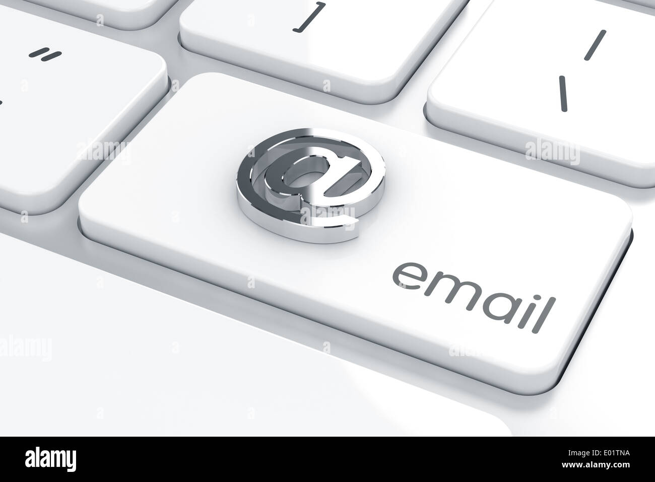 3d render of "at" sign on the computer keyboard. Email concept Stock ...