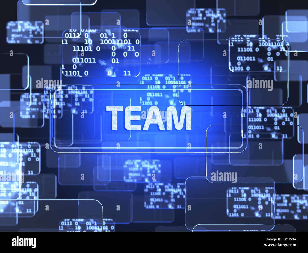 Future technology smart glass blue touchscreen interface. Team screen ...