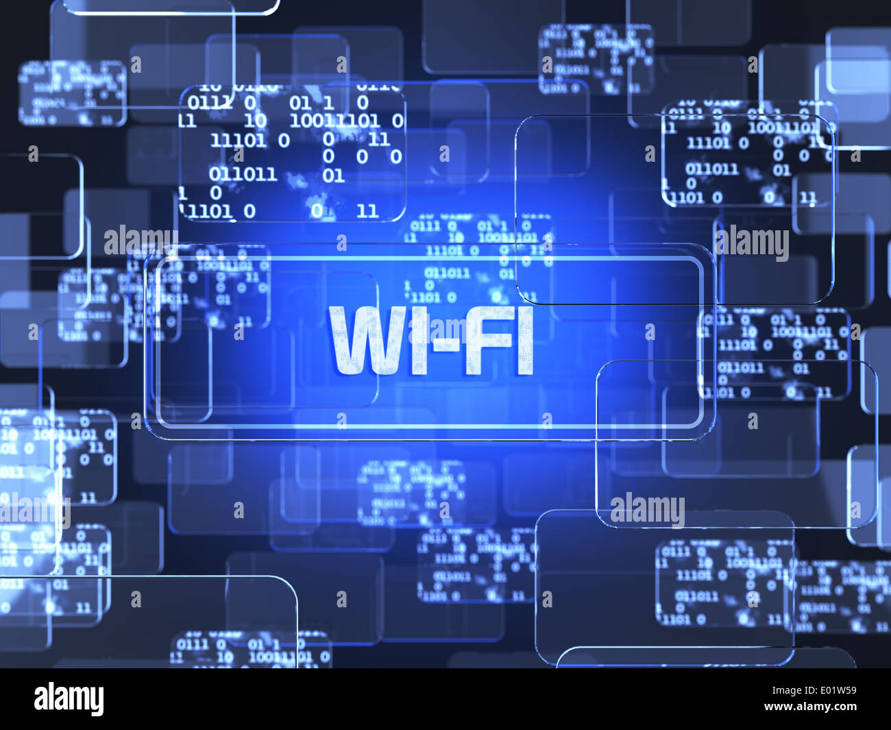Future technology smart glass blue touchscreen interface. WI-FI screen ...