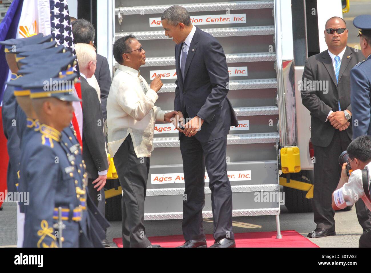 Manila, Philiipines. 29th April 2014. US President Barack Obama landed ...