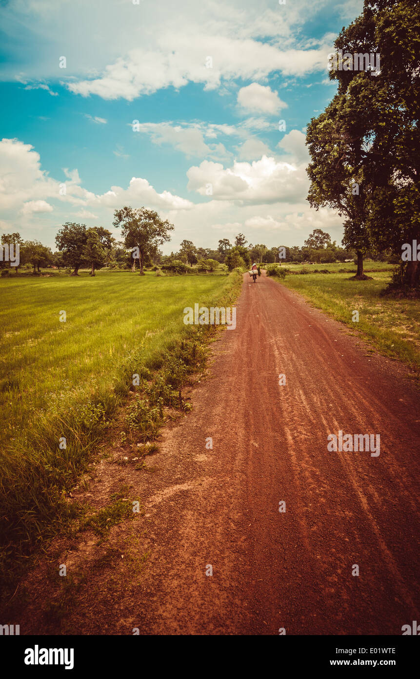 Soil road and grass meadow in countryside view nature Stock Photo - Alamy