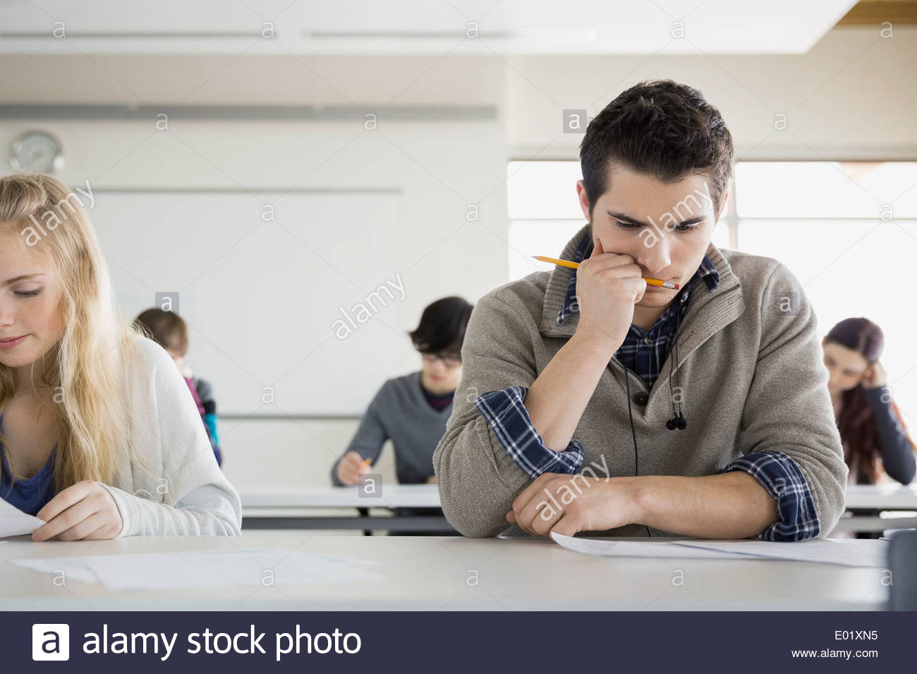Boy and girl high school test hi-res stock photography and images - Alamy