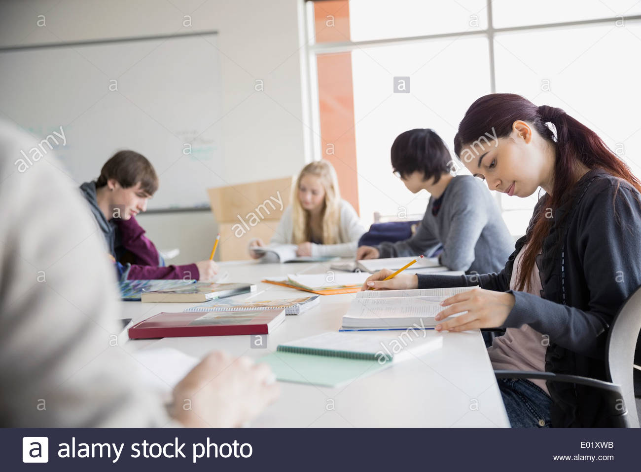High school students studying together hi-res stock photography and ...