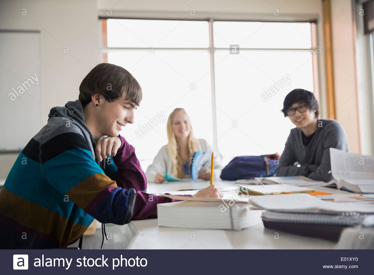 High school students studying together hi-res stock photography and ...