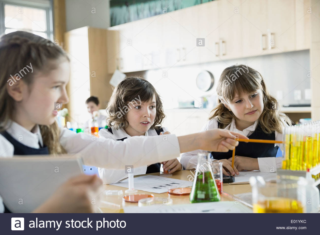 School girls classroom table hi-res stock photography and images - Alamy