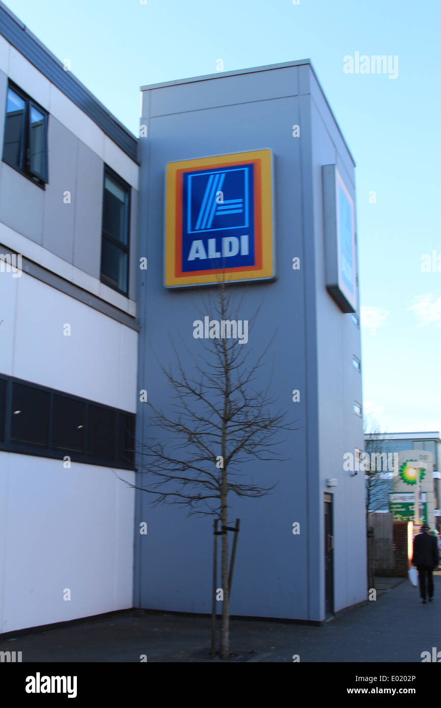 Aldi sign [sign with text] Stock Photo - Alamy