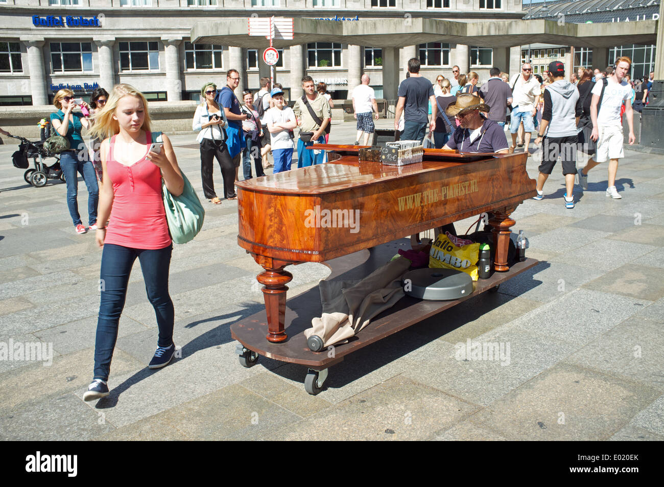 'The Pianist' a piano playing busker from the Netherlands playing in ...