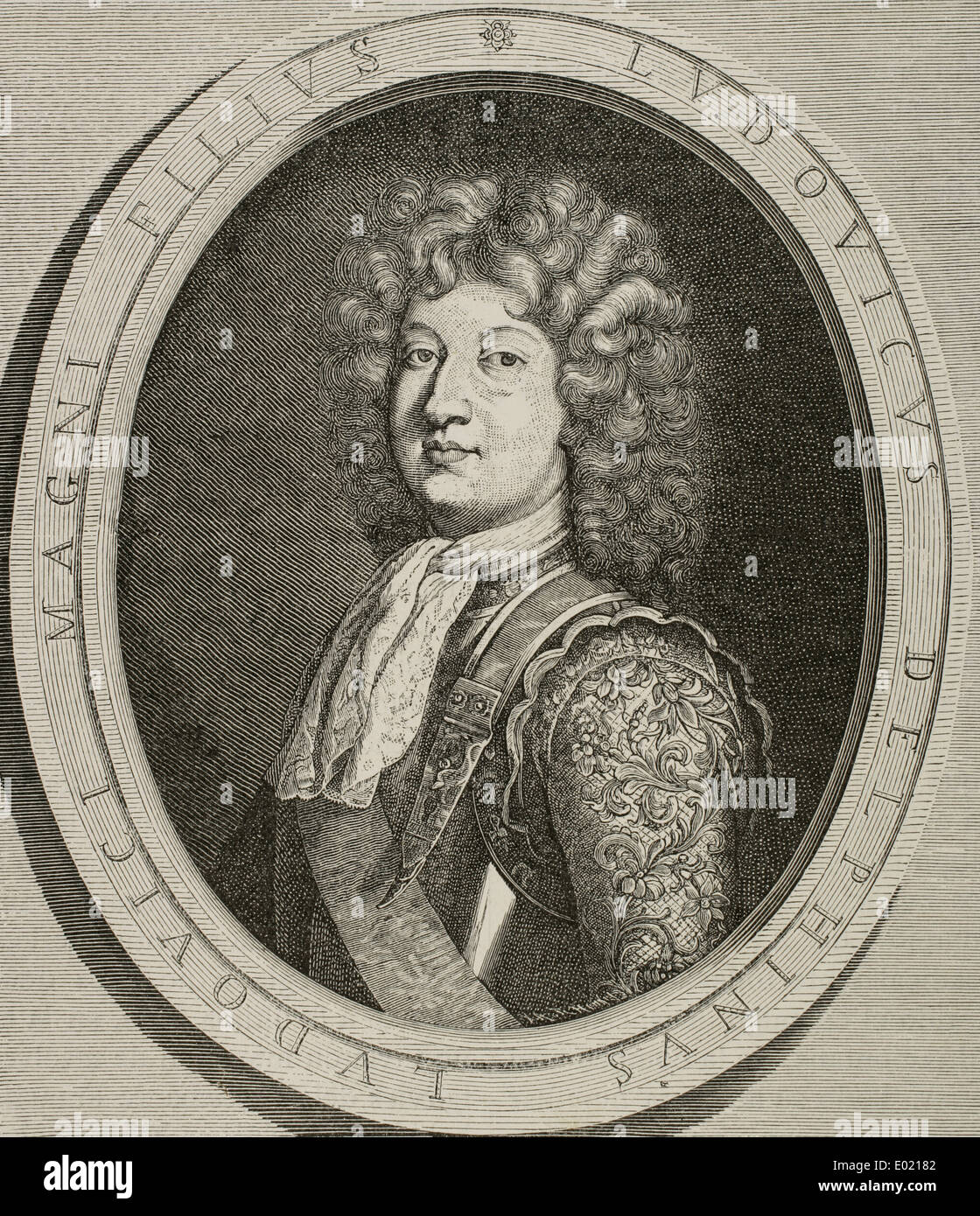 Louis of France (1661-1711). Prince of France. Engraving by R. Heinkel ...