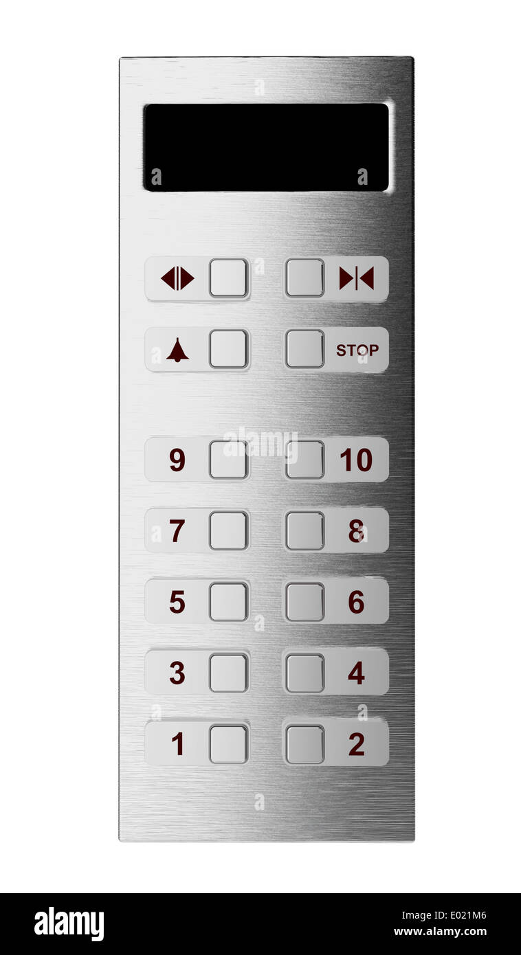Elevator control panel isolated on white Stock Photo - Alamy