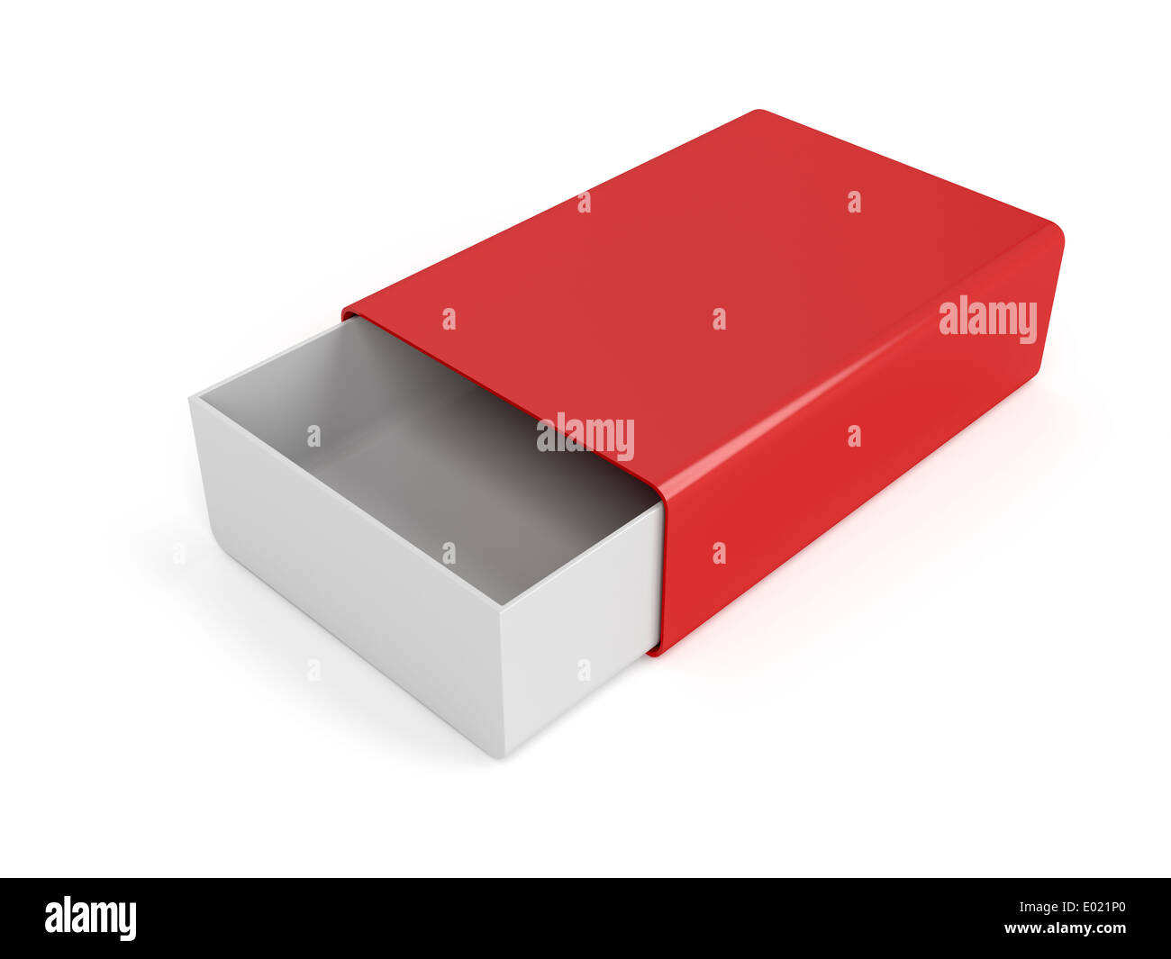 Small plastic sliding box on white background Stock Photo - Alamy