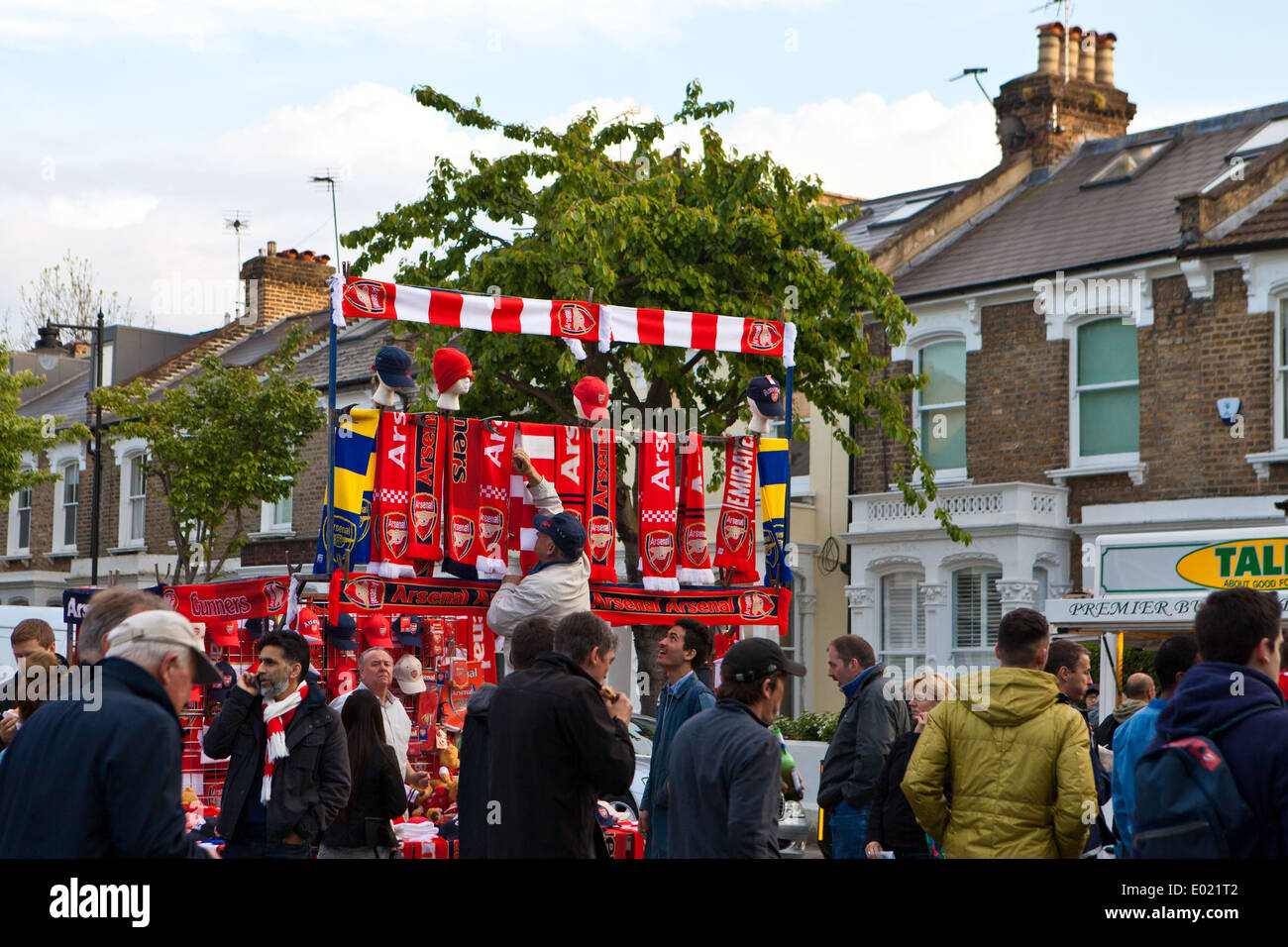 Arsenal merchandise selling on Gillespie Road Stock Photo - Alamy