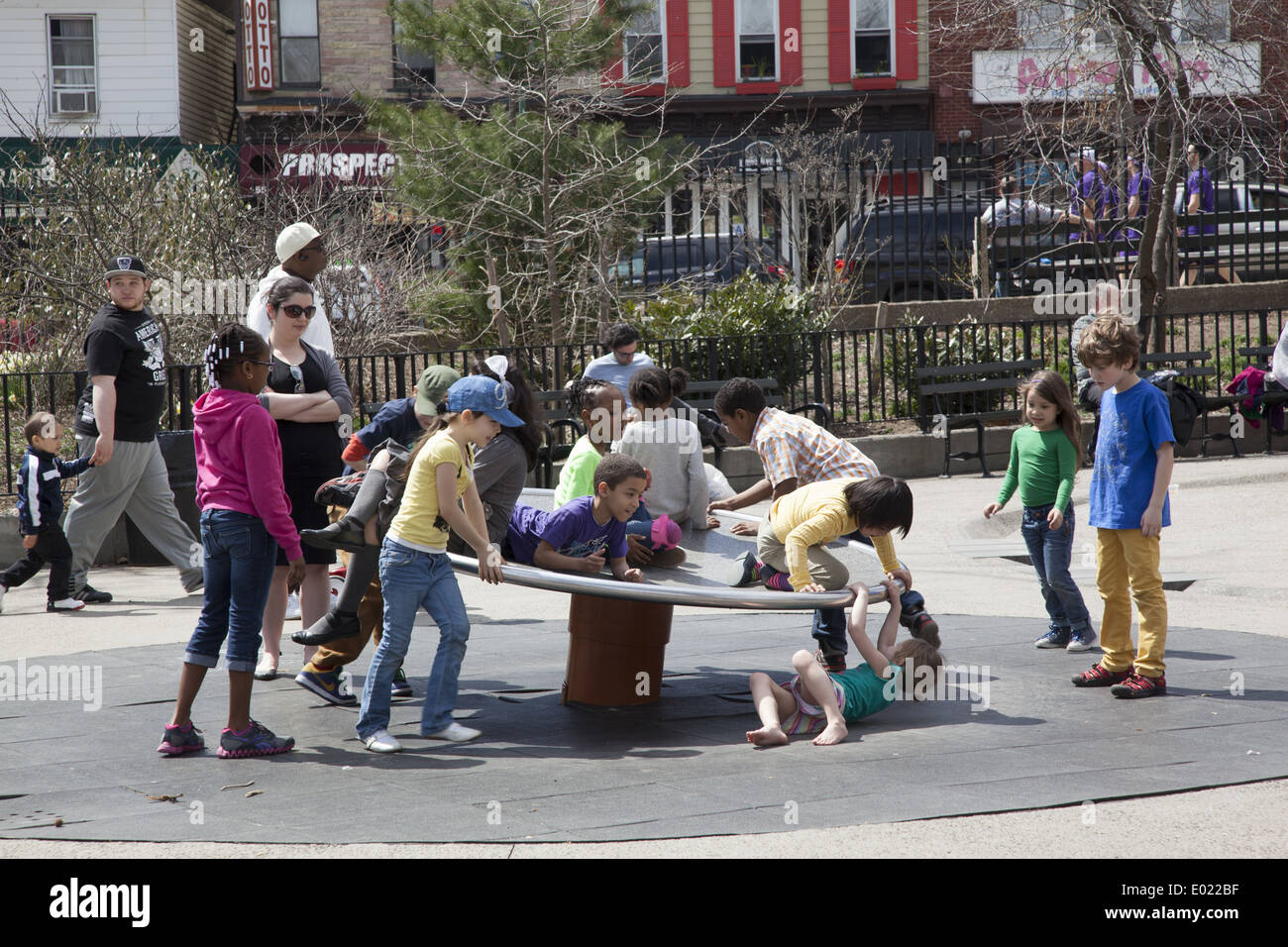 Children play & have fun together at the Vanderbilt Playground in ...