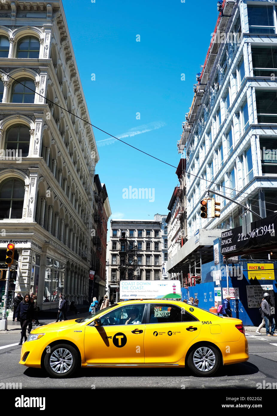 An iconic New York City yellow taxi cab pictured on a Manhattan street ...