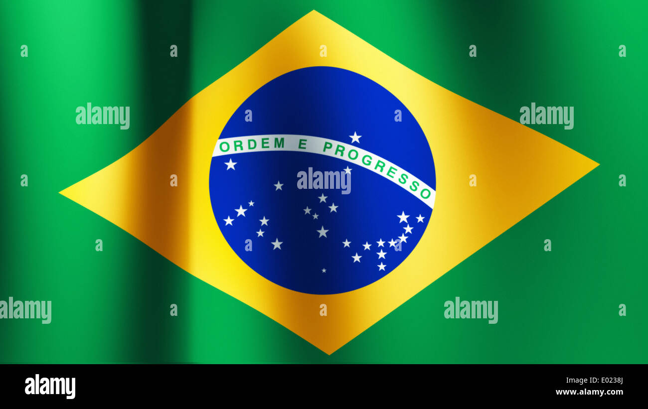 Brazilian Flag flowing close up Stock Photo - Alamy