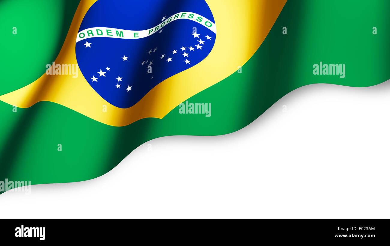 Brazilian Flag flowing close up Stock Photo - Alamy