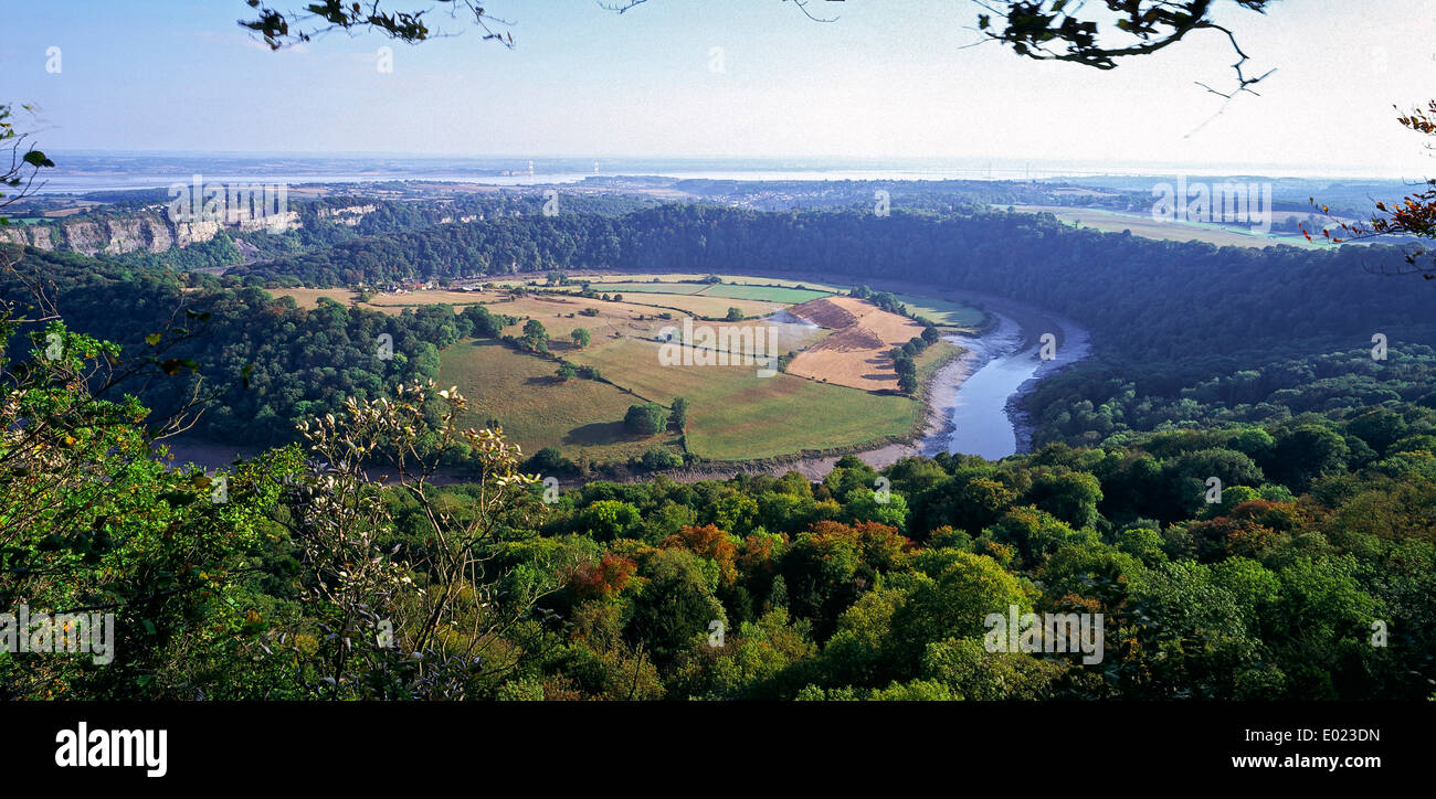 Lower River Wye valley from the Crows Nest Gwent Wales Uk Stock Photo ...