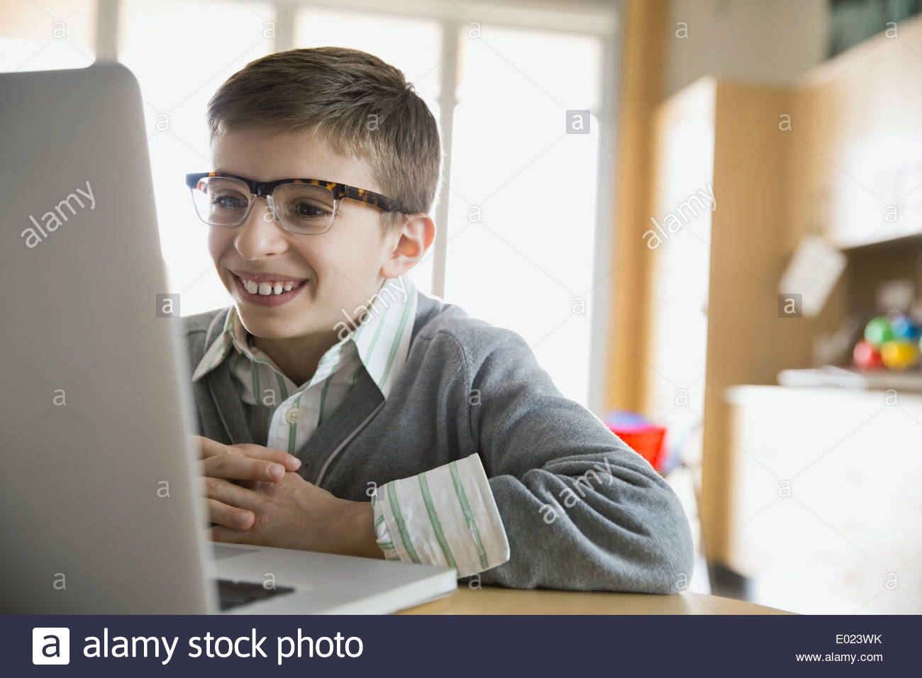School boy laptop hi-res stock photography and images - Alamy