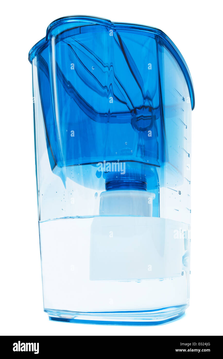 blue water filter on a white background Stock Photo - Alamy
