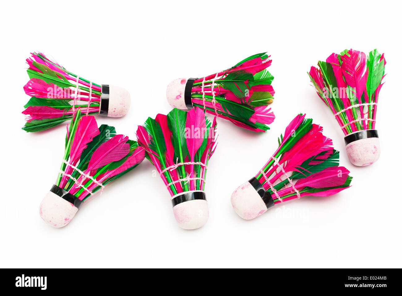 shuttlecock with feathers on a white background Stock Photo - Alamy