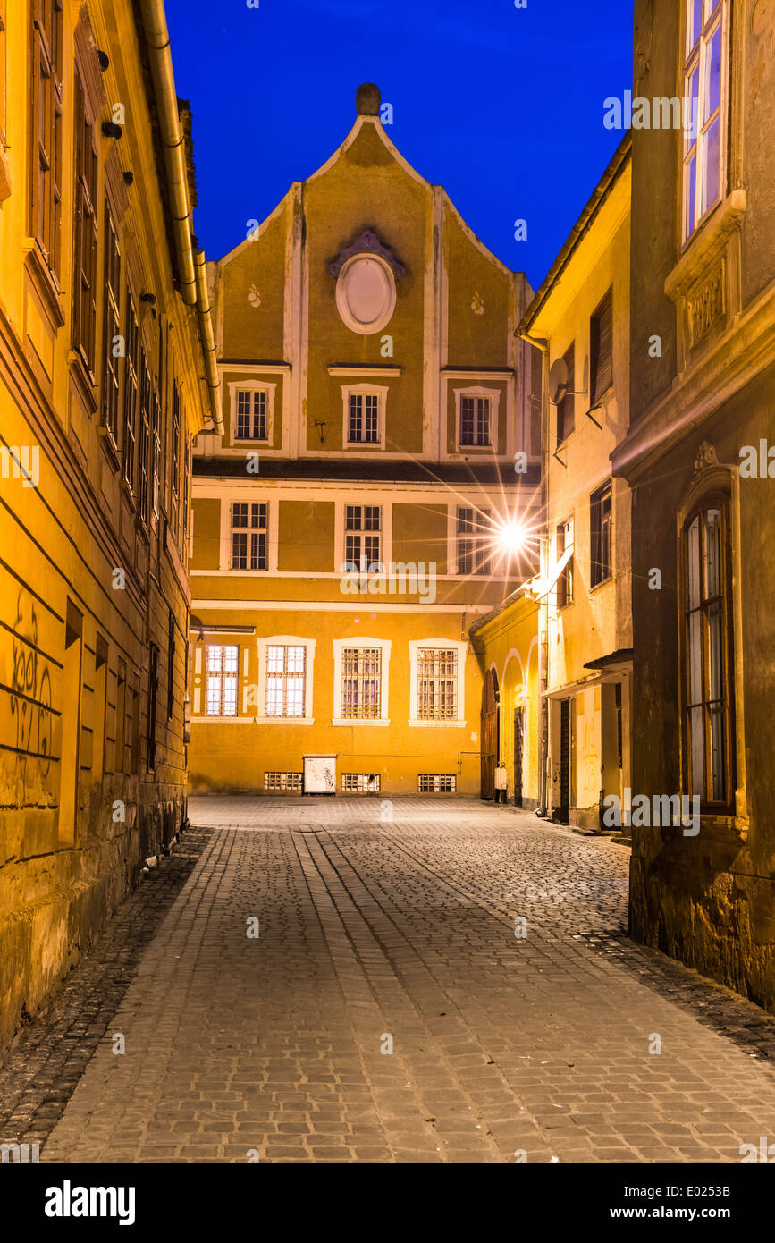 Brasov, Romania. Saxon medieval architecture in twilight view ...