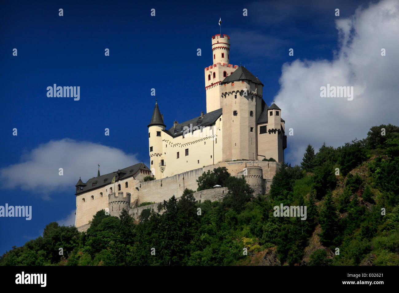 Gutenfels Castle, aka Caub Castle, sits atop the town of Kaub, Germany ...