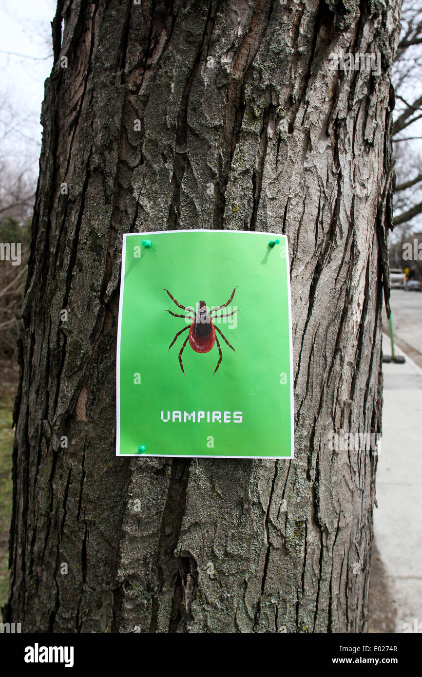 A Lyme Disease awareness poster in the Plateau of Montreal, Que Stock ...