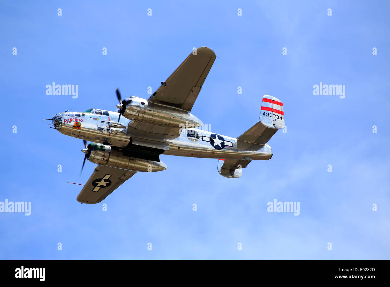 A WW2 WWII world war two B-25 Mitchell Bomber aircraft in flight Stock ...