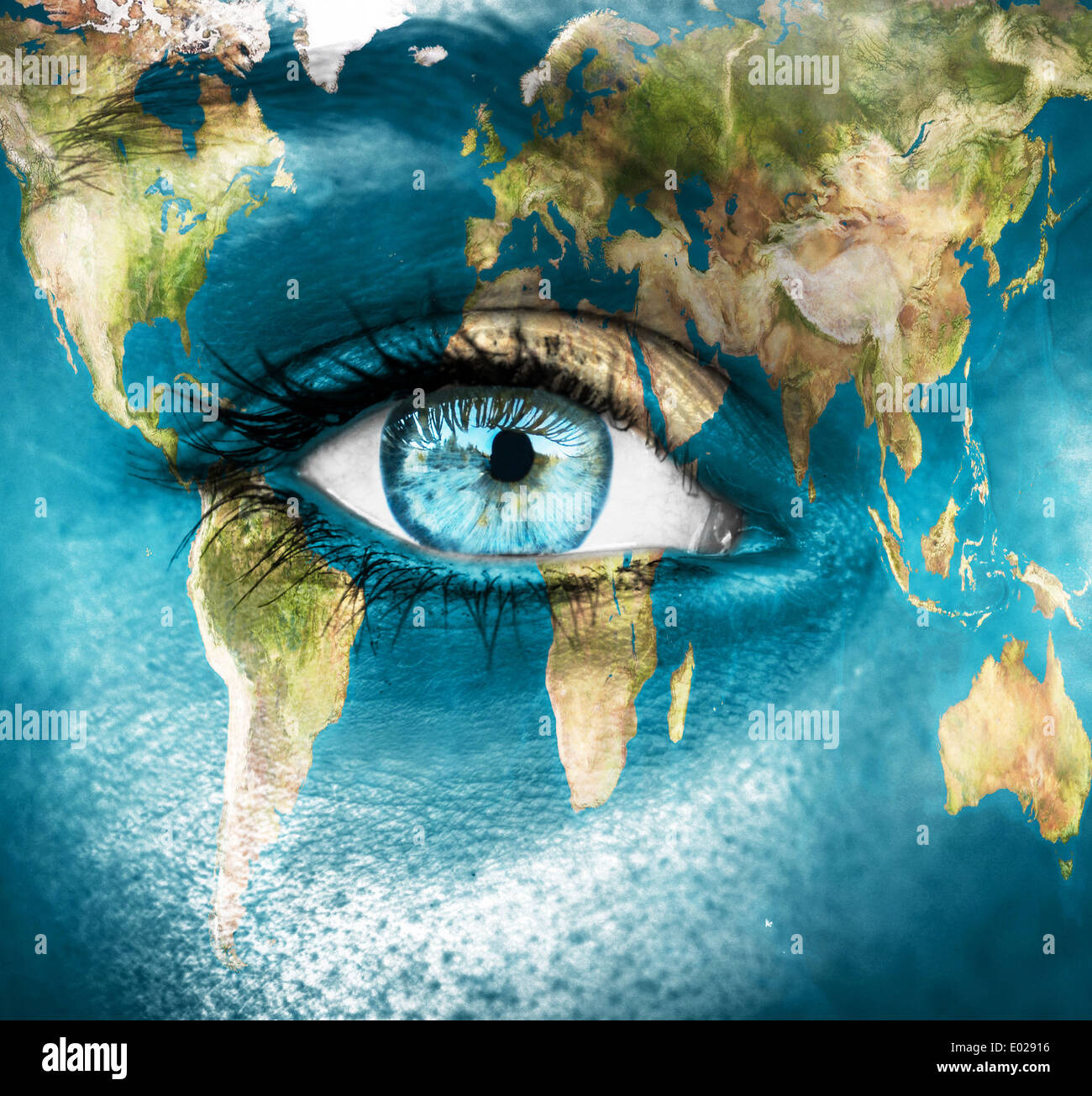 Planet earth and blue human eye - "Elements of this image furnished by ...