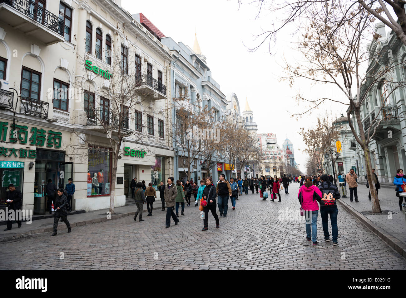 Harbin's Zhongyang pedestrian shopping street is in the heart of the ...