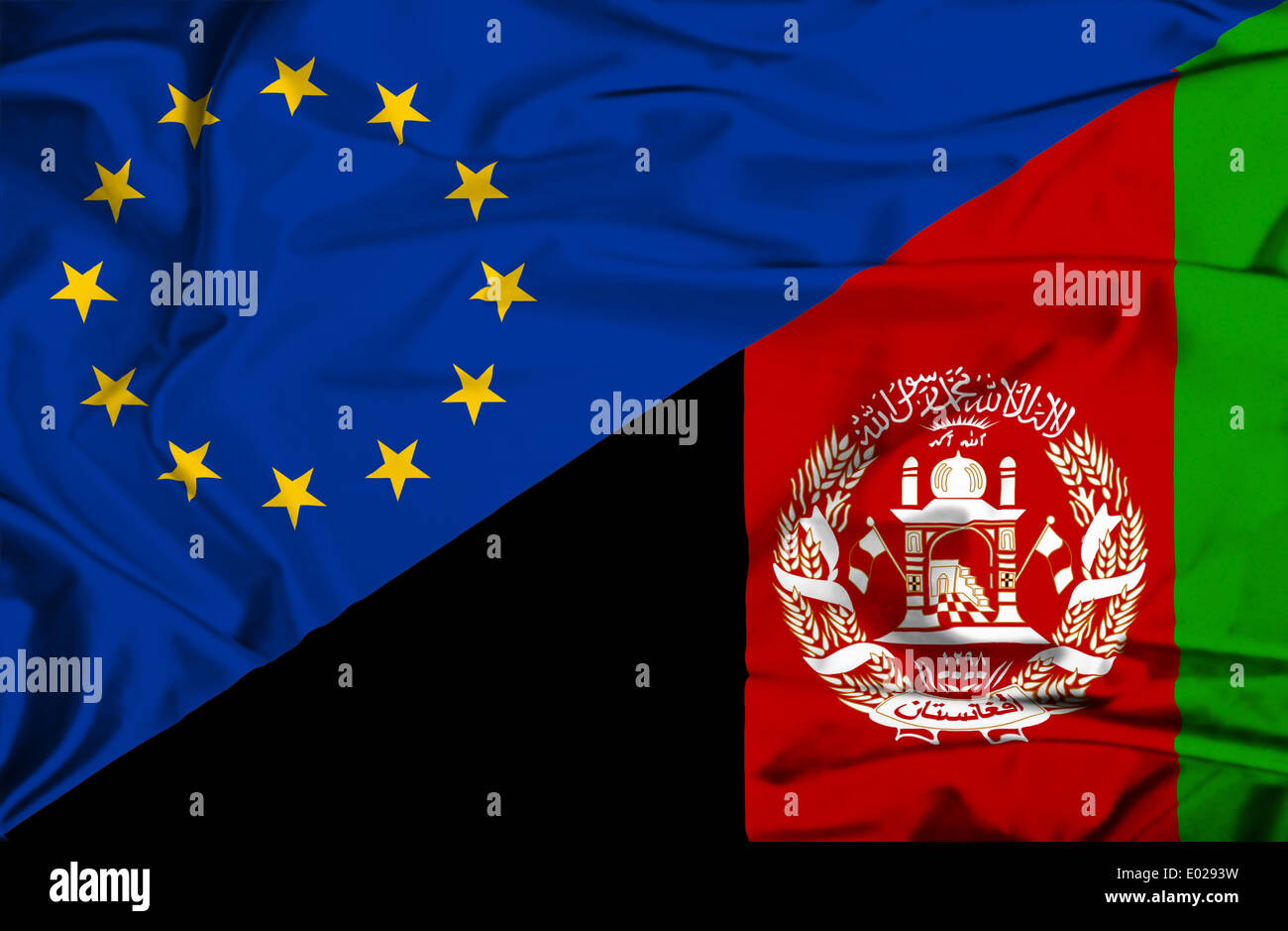 Waving flag of Afghanistan and EU Stock Photo - Alamy
