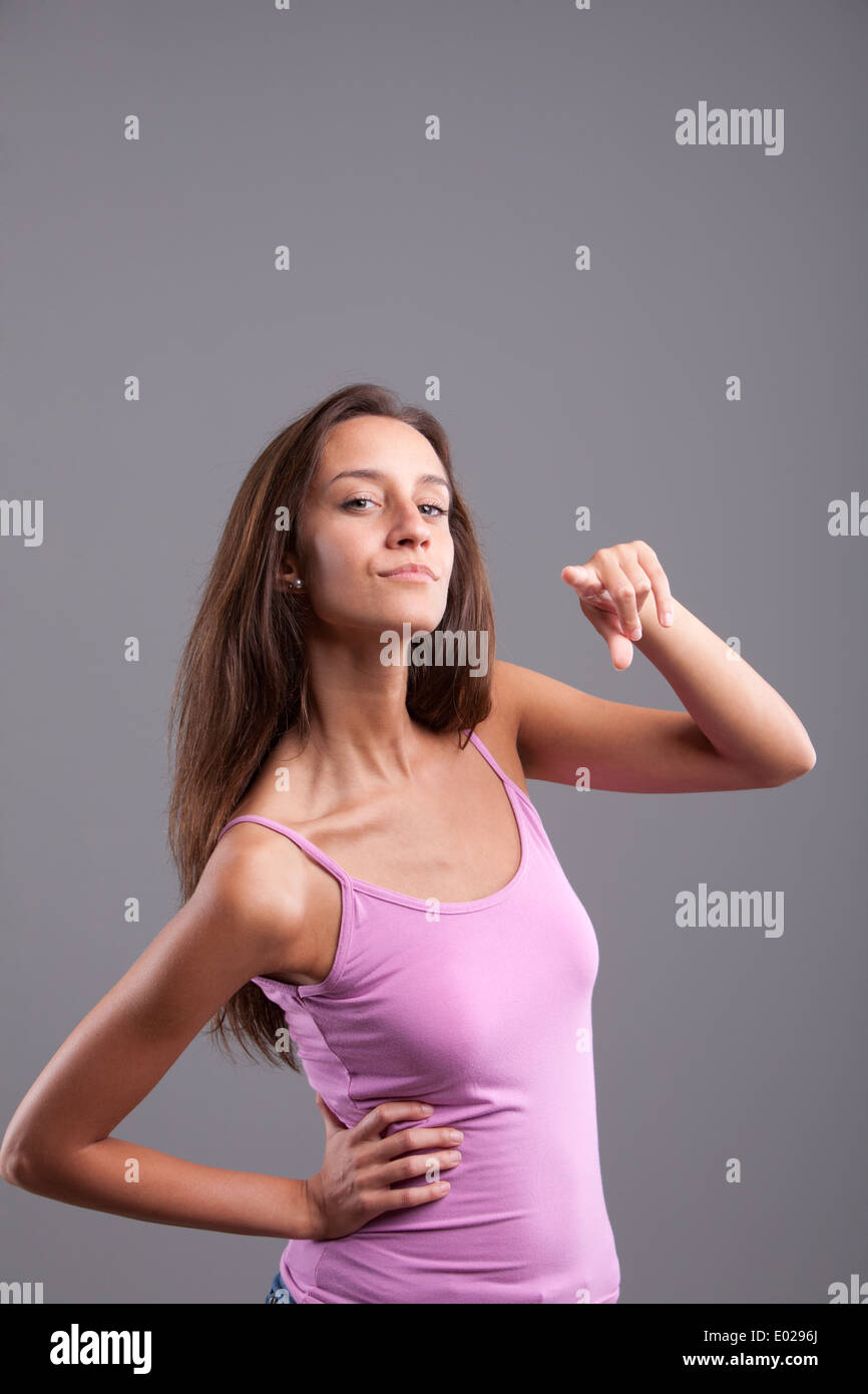Girl pointing camera hi-res stock photography and images - Alamy