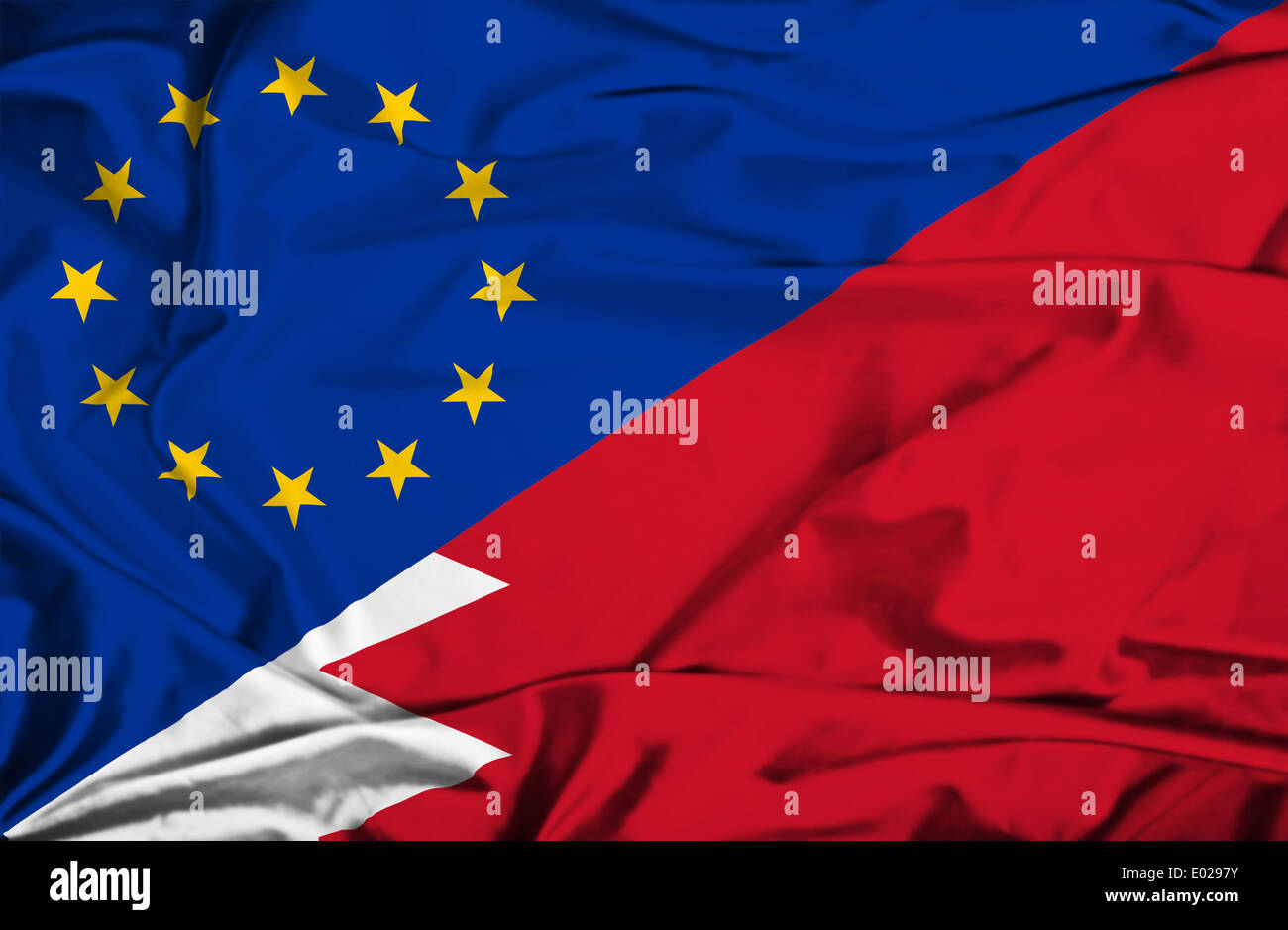 Waving flag of Bahrain and EU Stock Photo - Alamy
