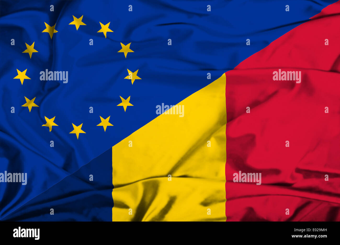 Waving flag of Chad and EU Stock Photo - Alamy