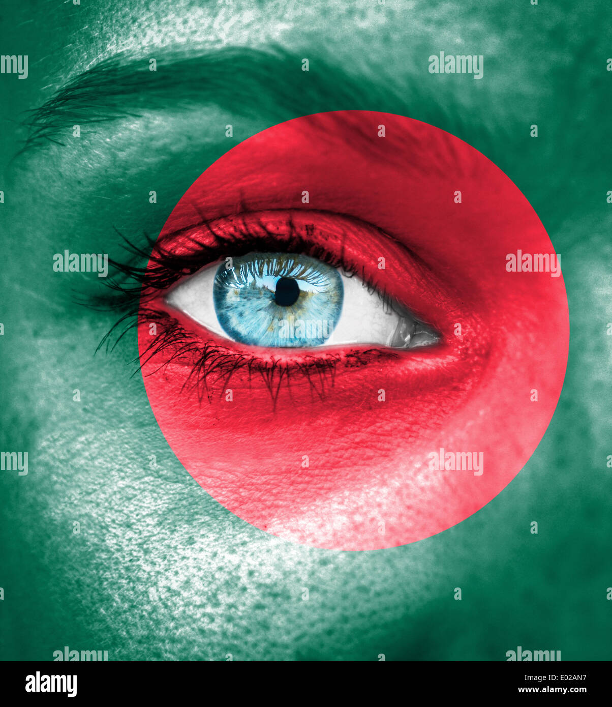 Woman face painted with flag of Bangladesh Stock Photo - Alamy