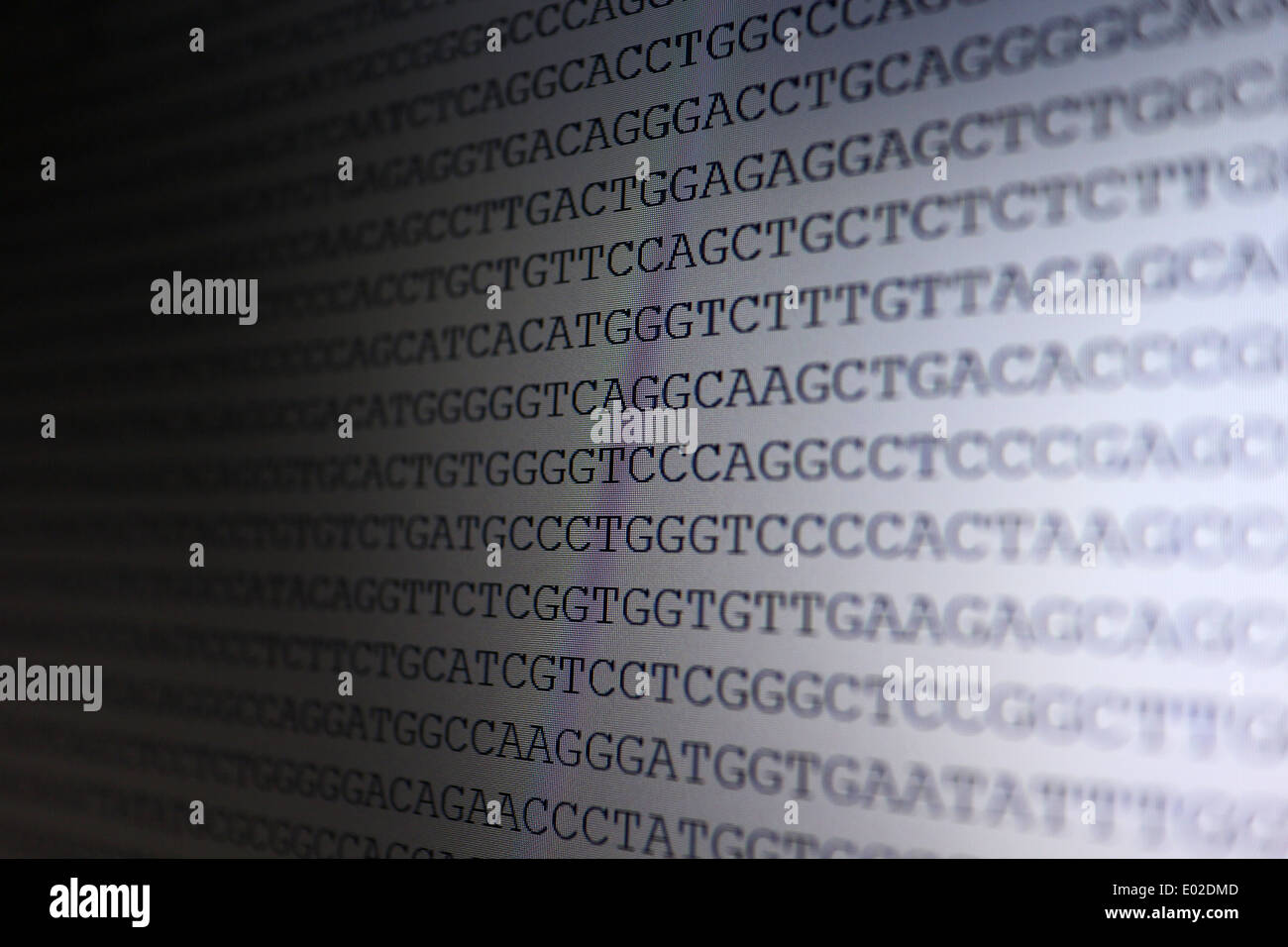 Genomic DNA sequence displayed on a computer screen Stock Photo - Alamy