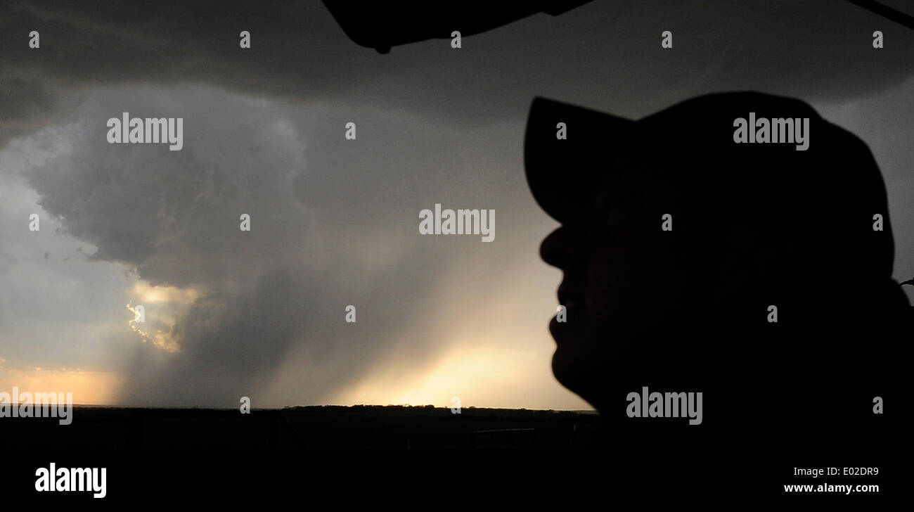 April 23, 2014. Kamay, Oklahoma. USA. Storm chaser photographer Brad ...