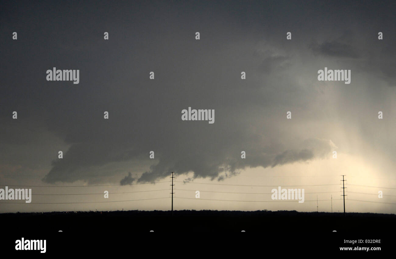 April 23, 2014. Kamay, Texas. USA. Huge thunder storms supercells pass ...