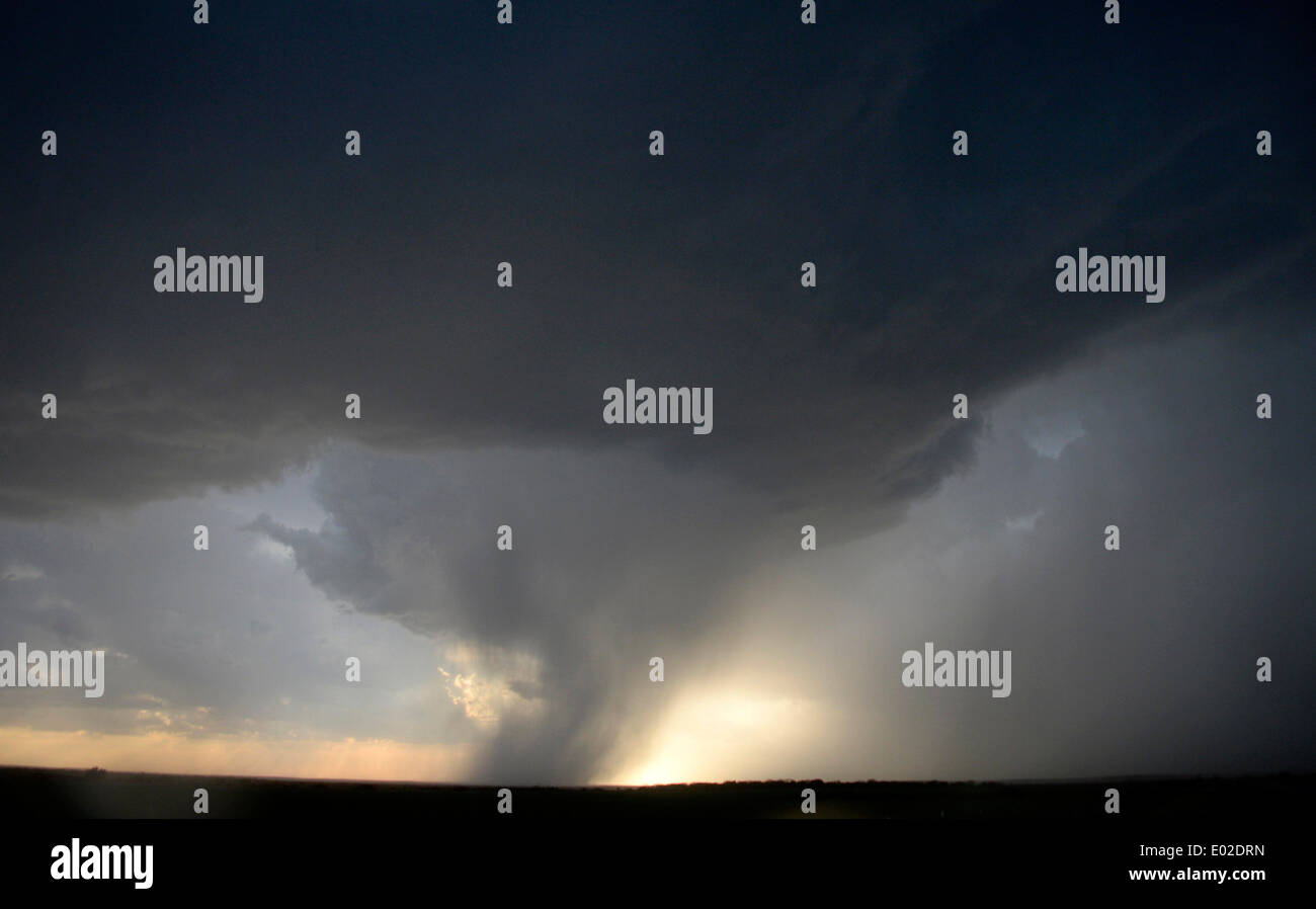 April 23, 2014. Kamay, Texas. USA. Huge thunder storms supercells pass ...