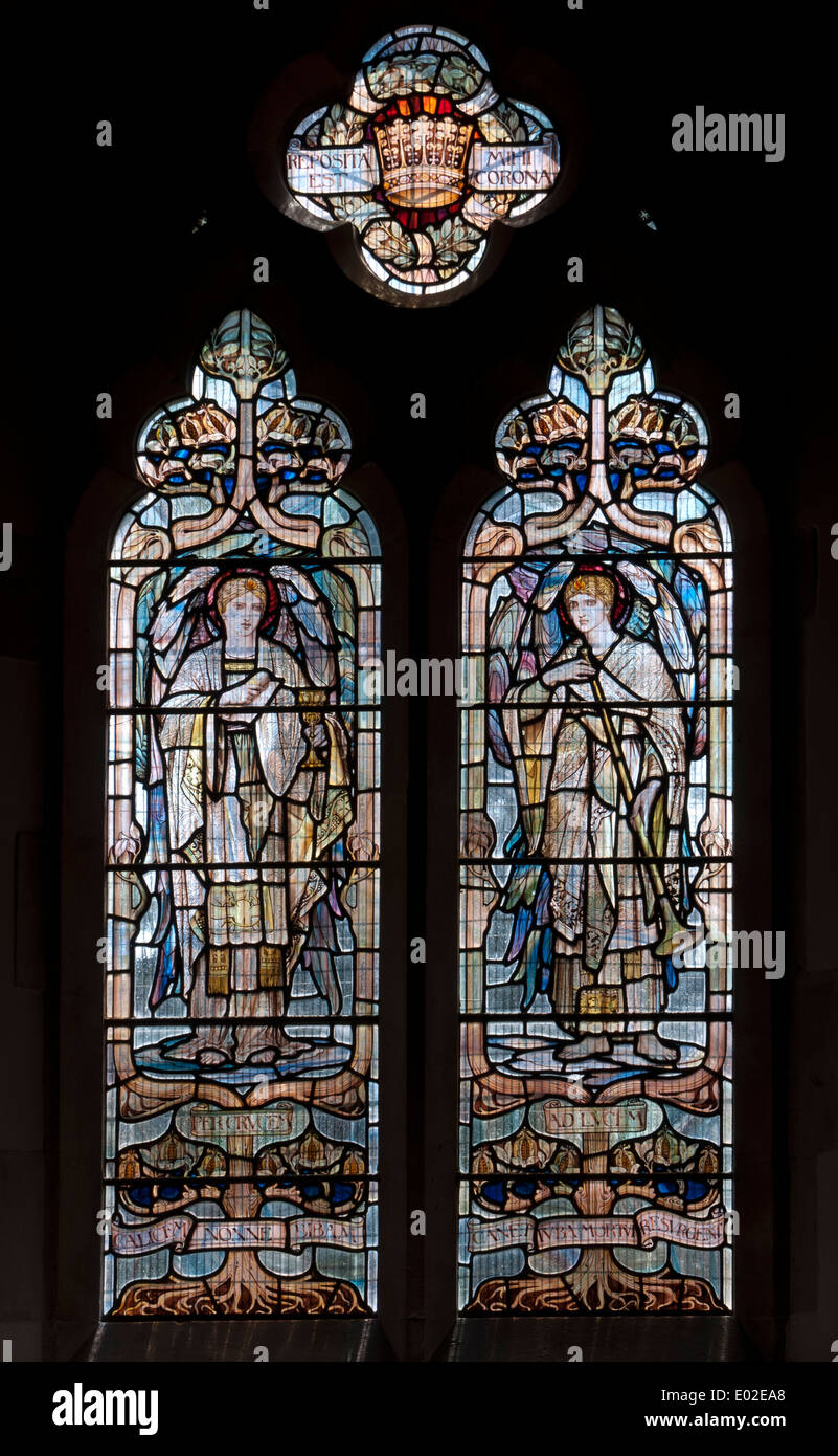 Stained glass window in St. Andrew`s Church, Alvington, Gloucestershire ...