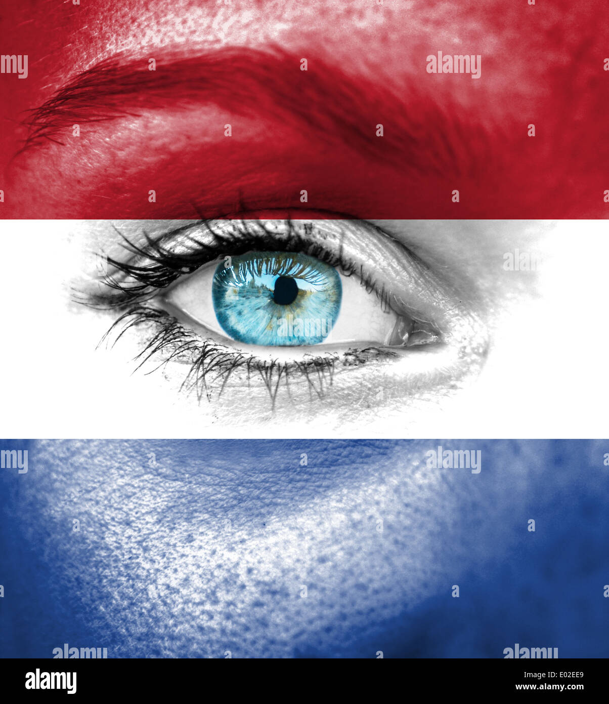 Woman face painted with flag of Netherlands Stock Photo - Alamy