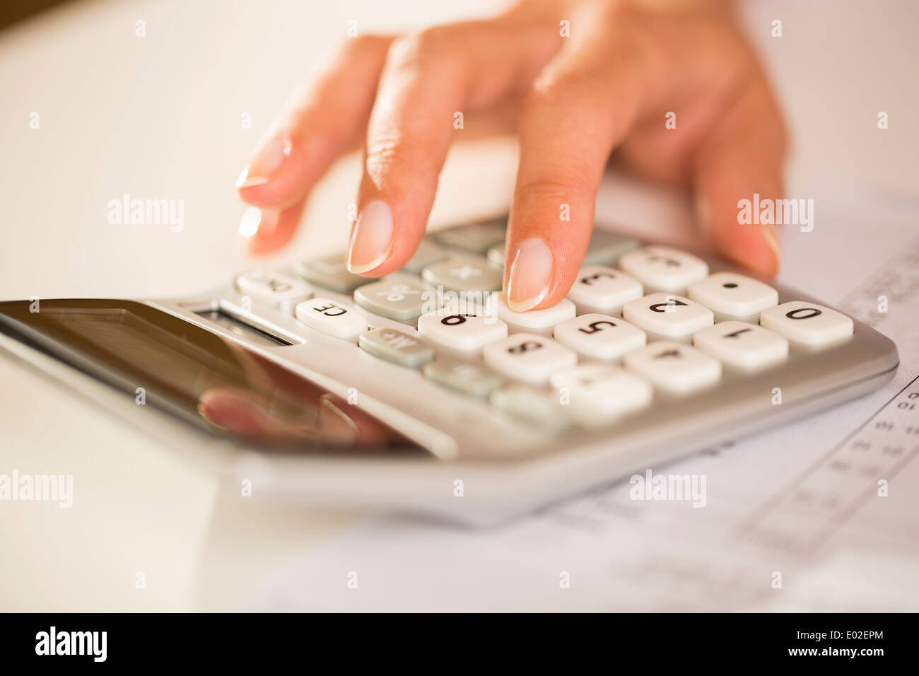 Female finger desk indoor white bill invoice Stock Photo - Alamy