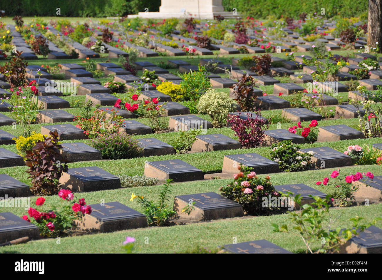 The Kanchanaburi War Cemetery, with victims of the Burma - Thai Railway ...