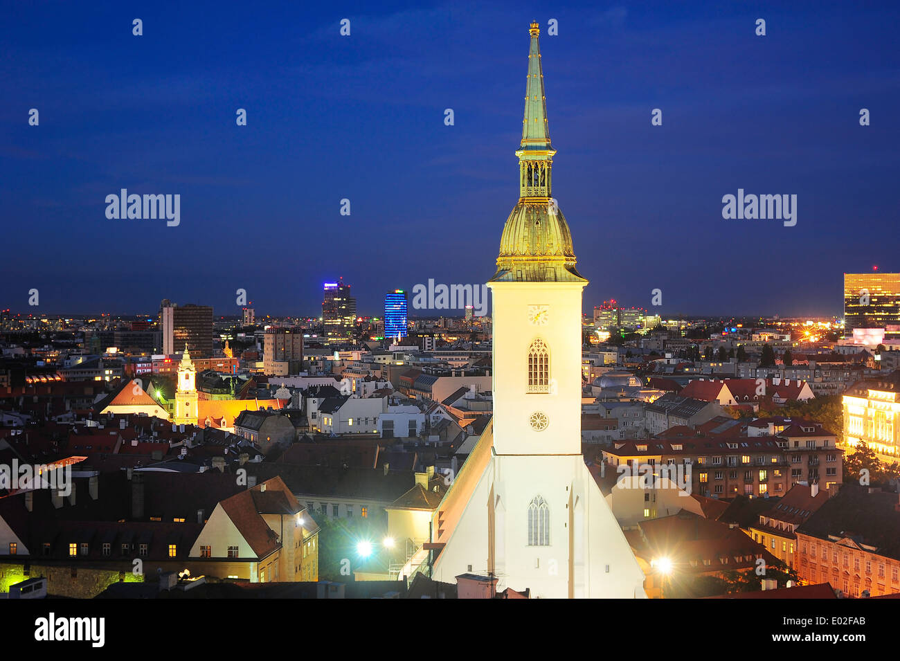 Bratislava Cityscape with St. Martin's Cathedral, Slovakia Stock Photo ...