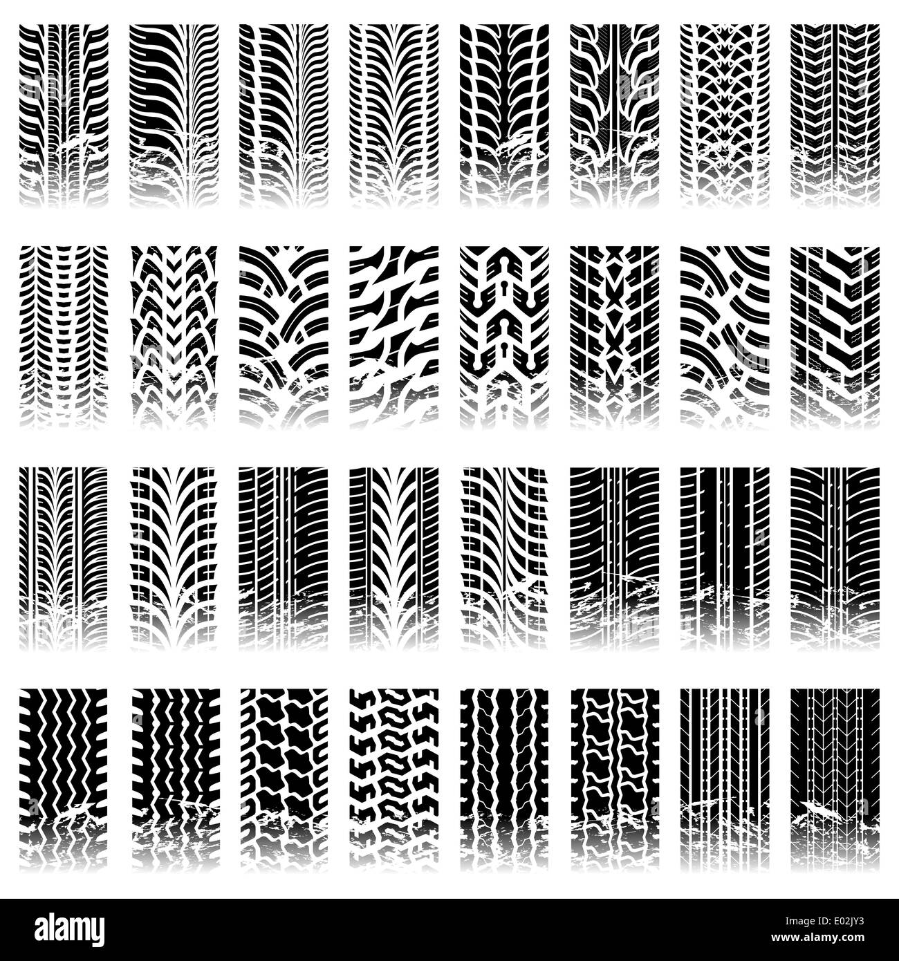 Thirty two piece set of tileable grunge tire track patterns Stock Photo ...